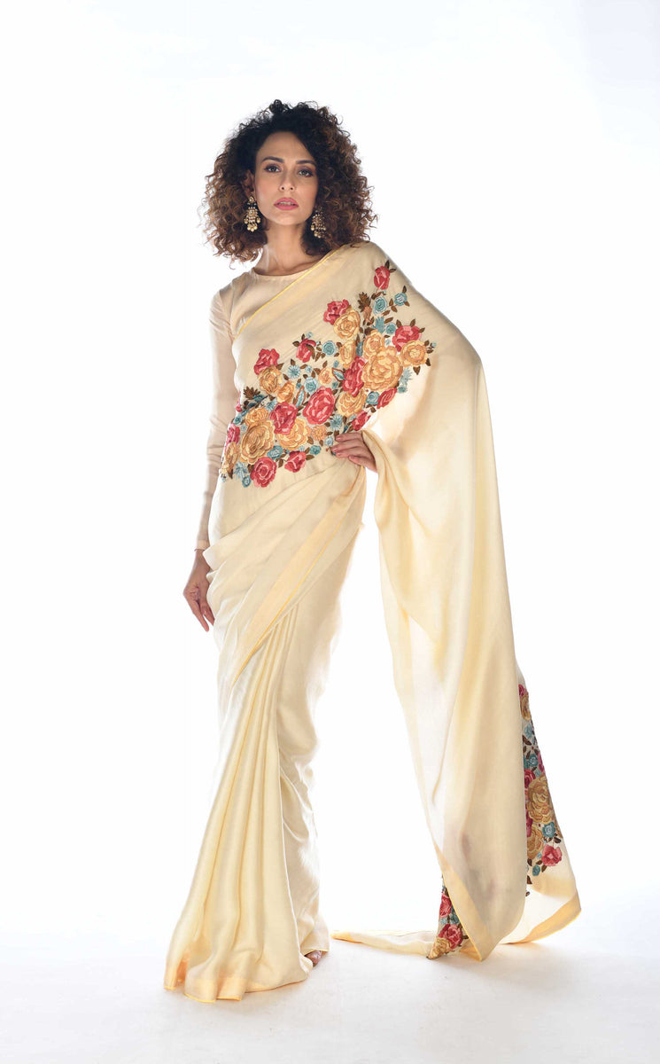 Thread Embroidered Saree – Isadaa